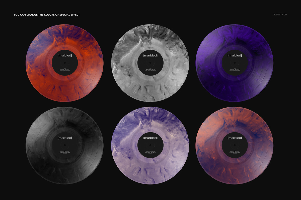 Marbled Effect Vinyl Record Mockup, a Packaging Mockup by creatsy5