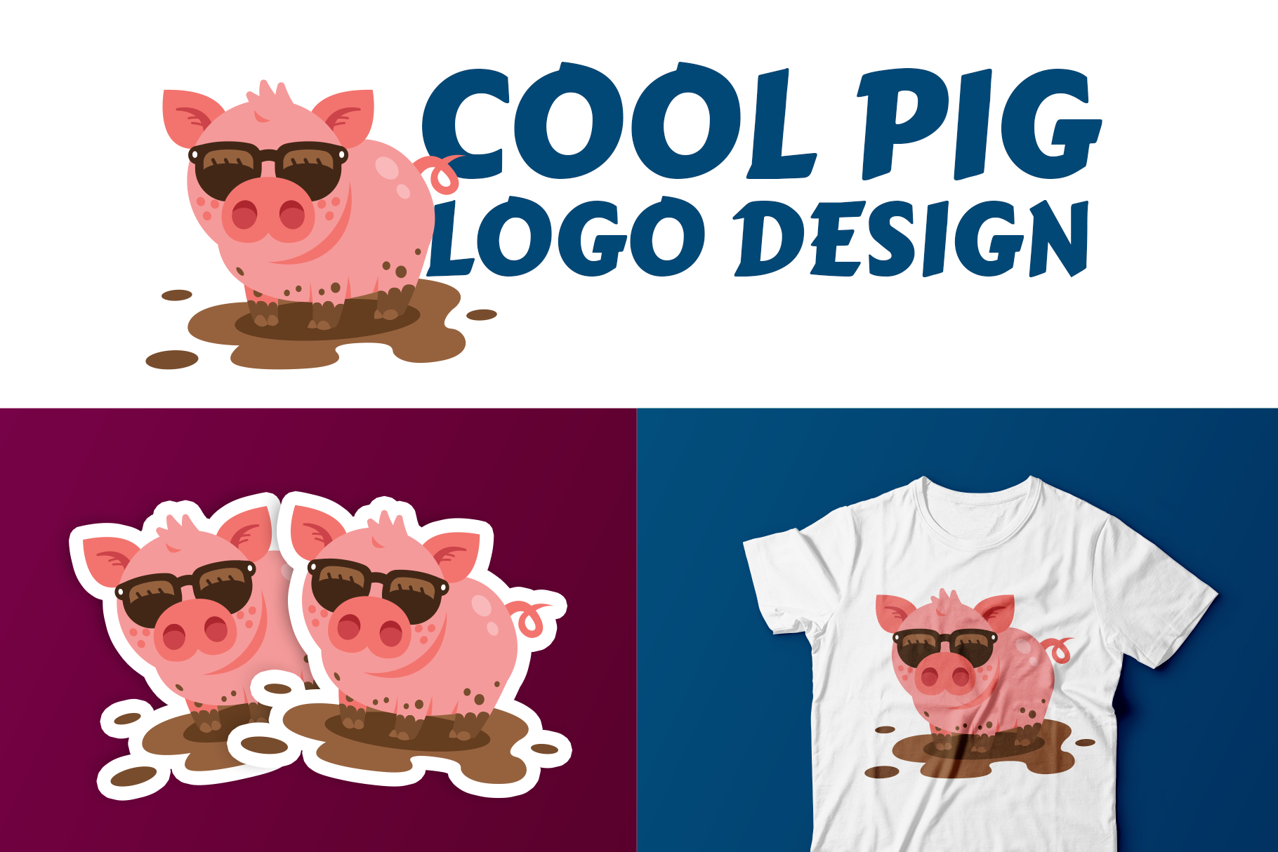 Cool Piggy Mascot, an Animal Illustration by Manudesign