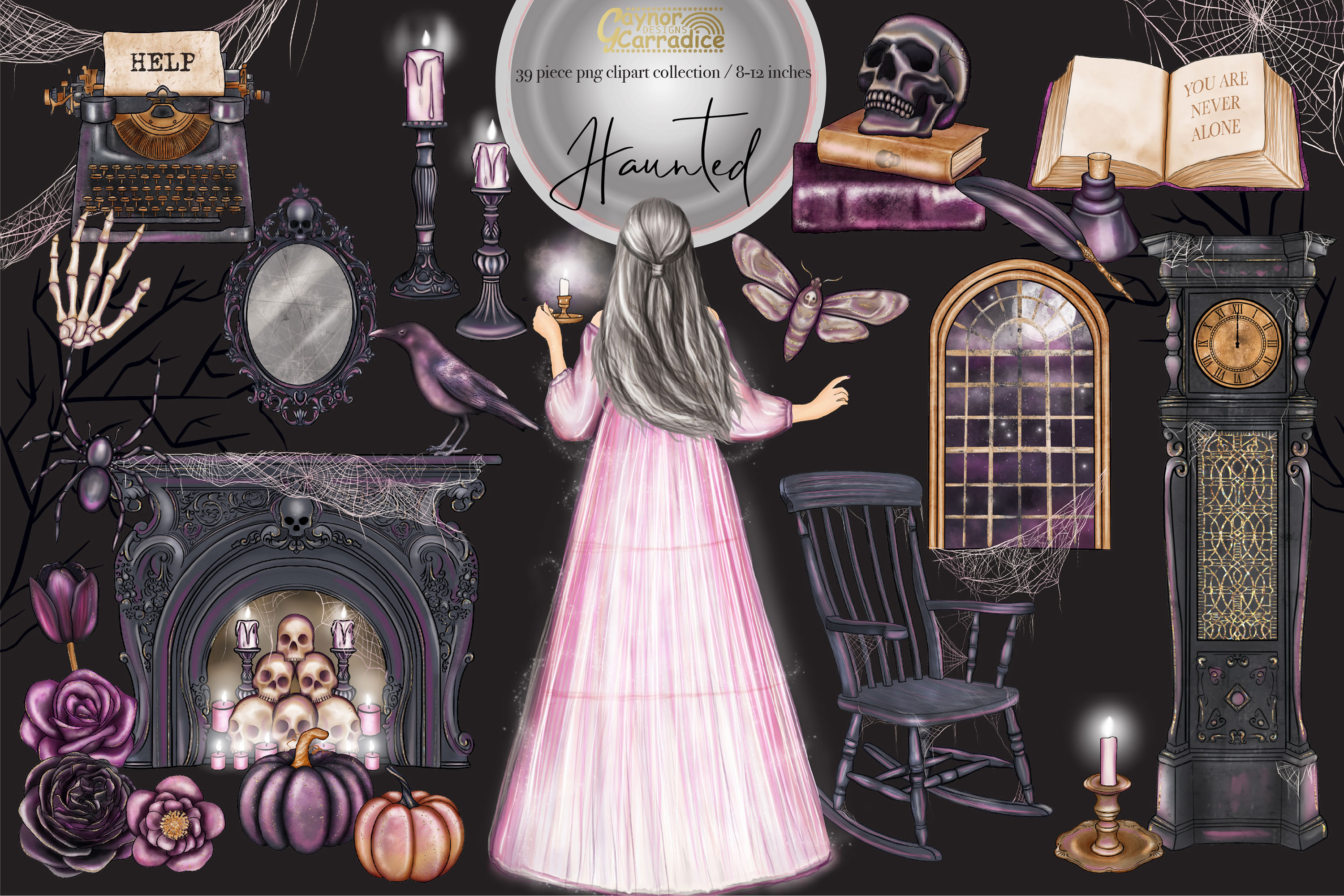 Haunted - Halloween clipart set, an Illustration by Gaynor Carradice ...