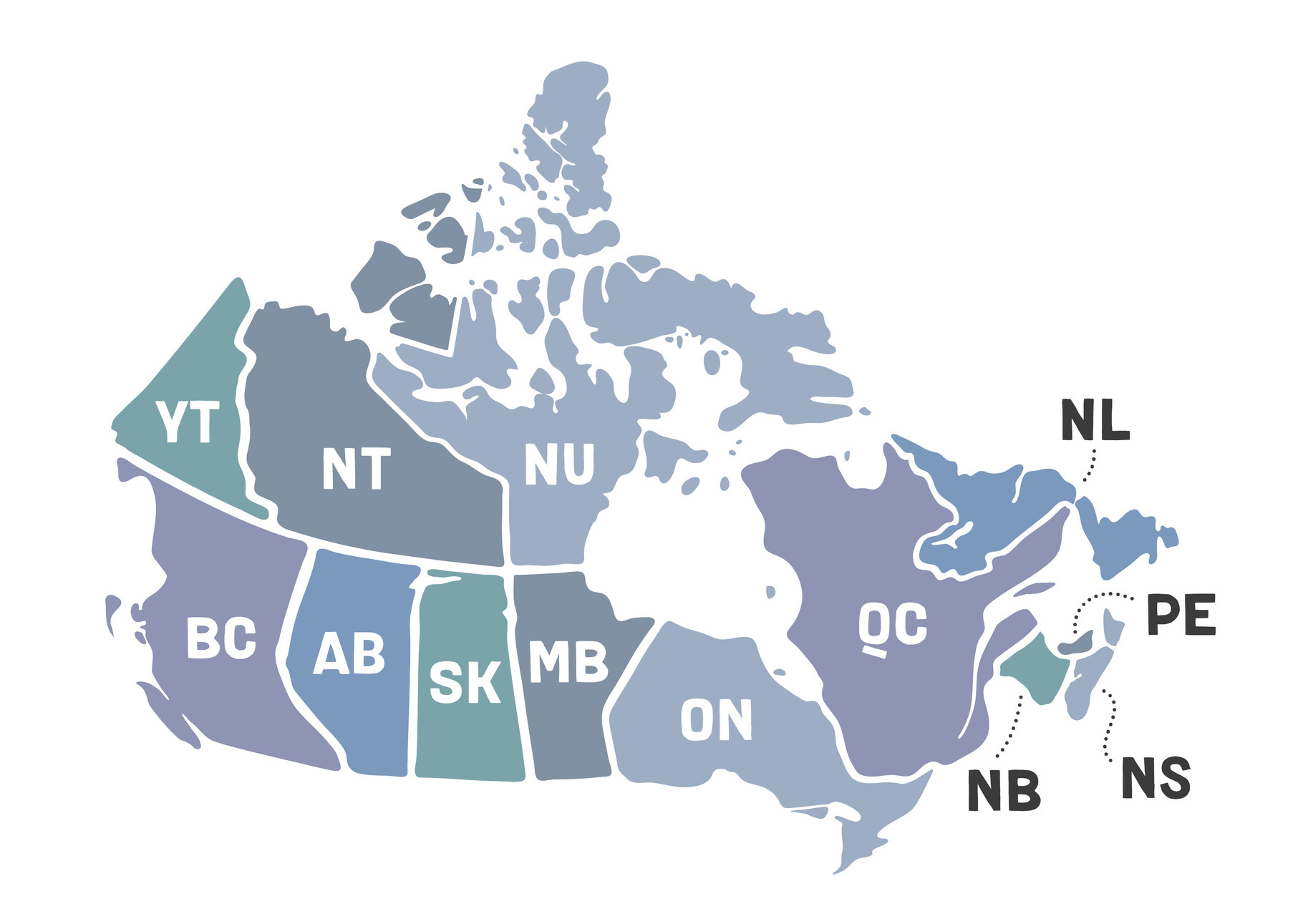 Map Canada. Poster map of provinces, an Illustration by Foxys Graphic