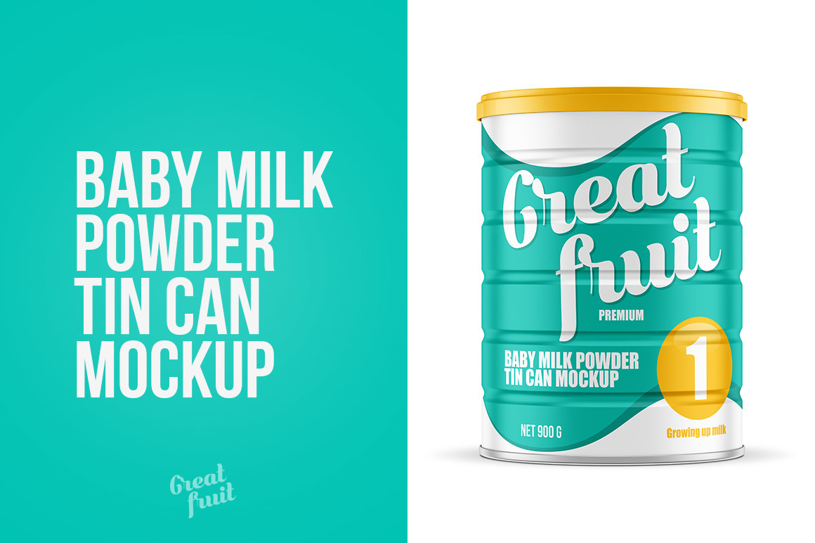 Milk Powder Tin Can Mockup, a Cups & Container Mockup by GreatFruit