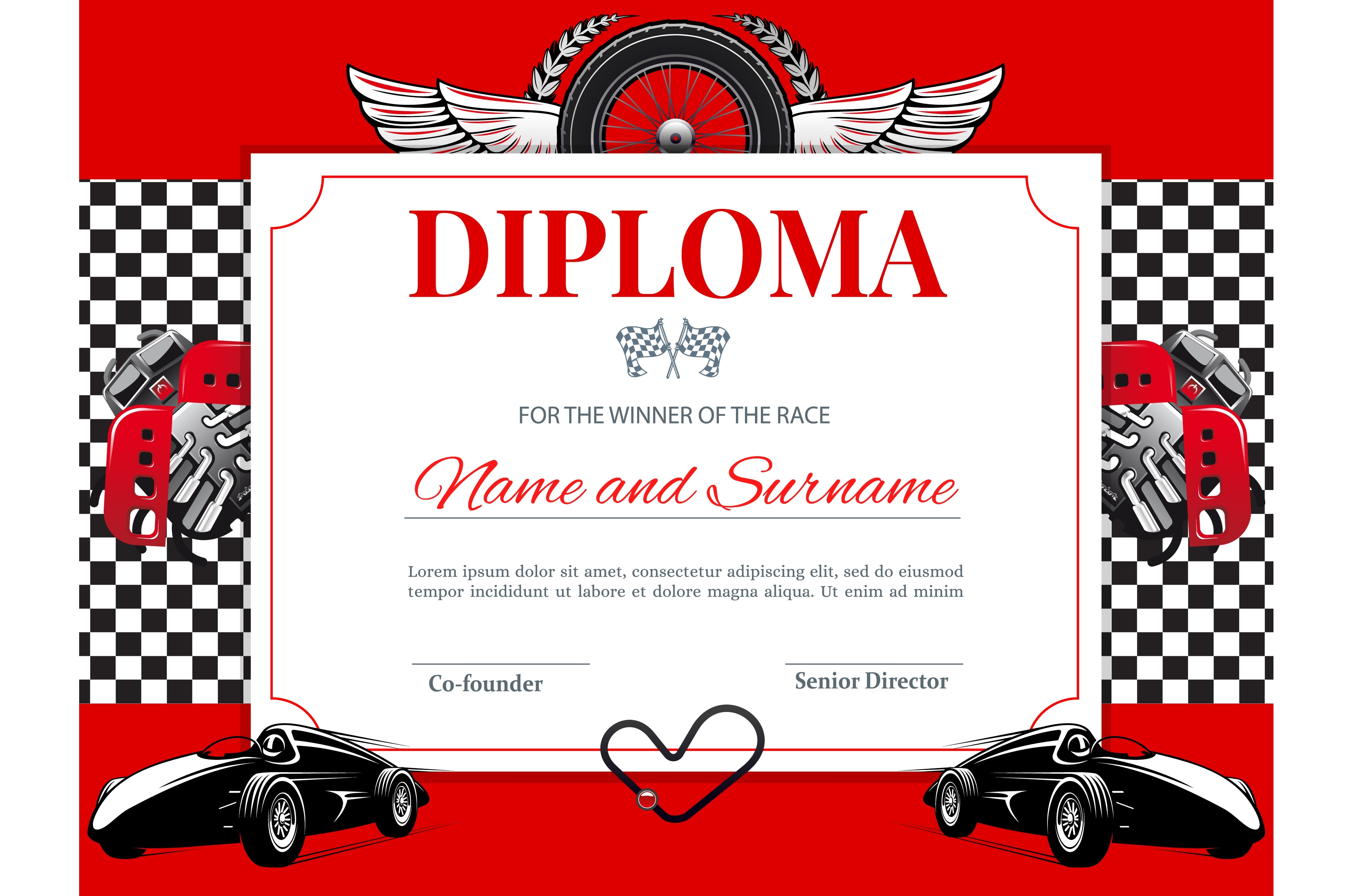 Certificate, car race diploma, an Illustration by Vector Tradition