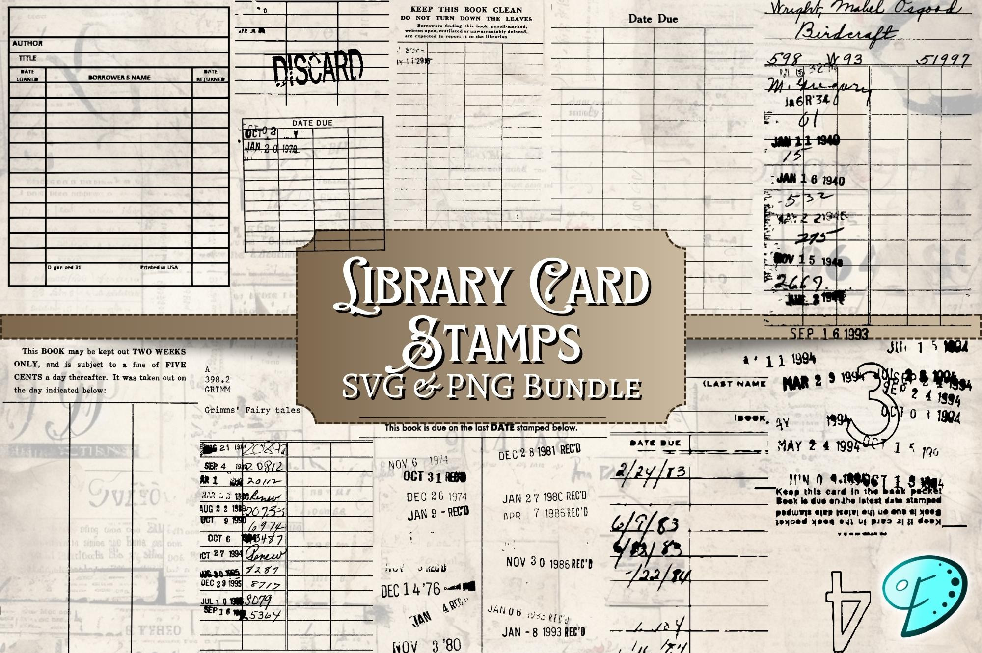 Library Card Stamps SVG & PNG Bundle, an Object Graphic by Emily Designs