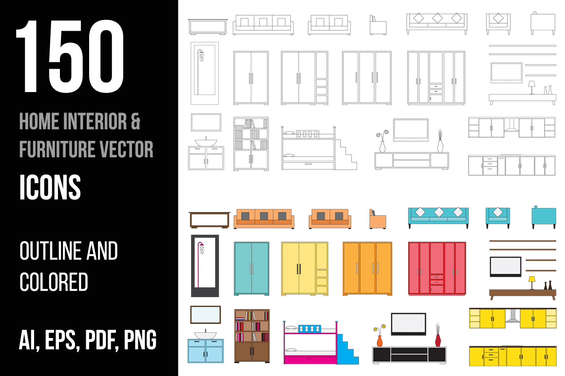 Home Interior Furniture Vector Icons, an Outline Icon by aivos