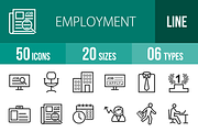 50 Employment Line Icons, an Outline Icon by IconBunny