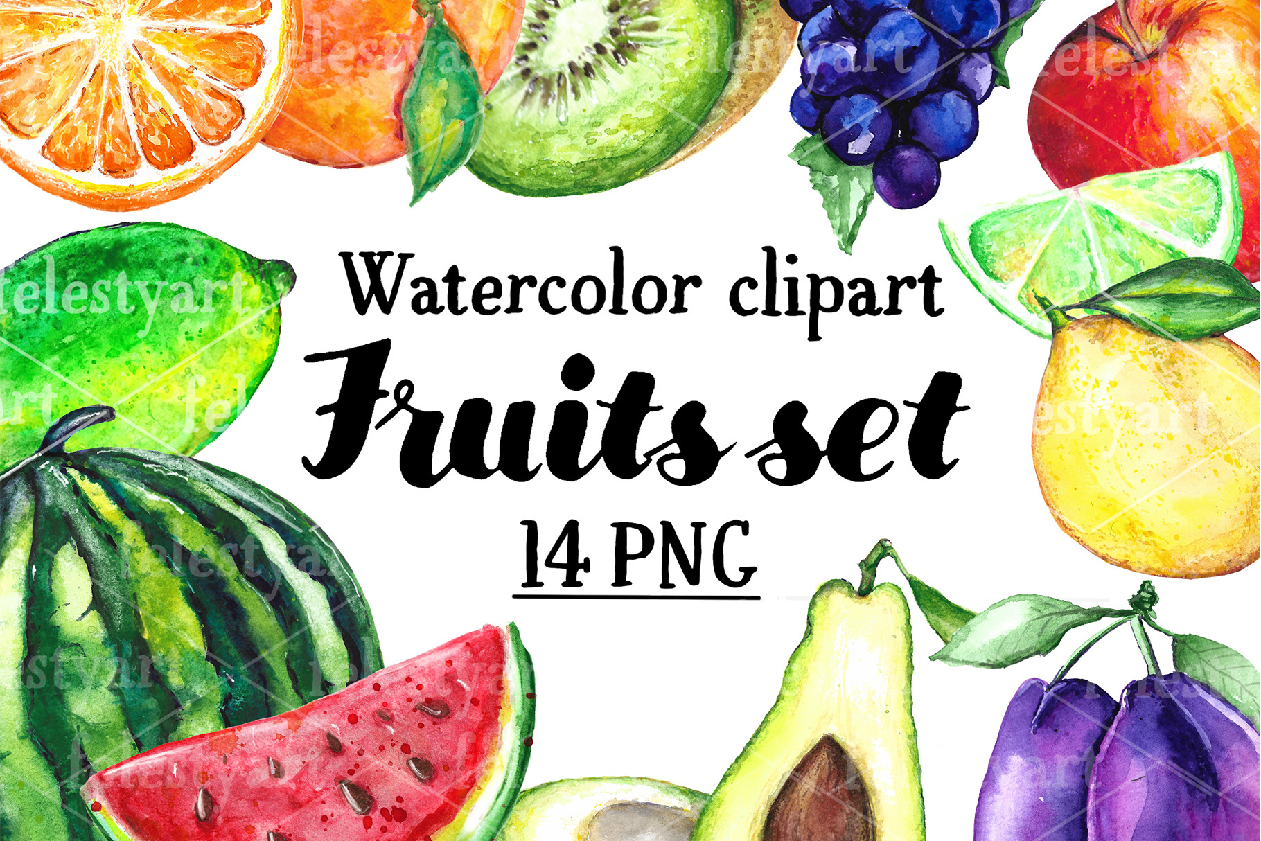 Watercolor fruits clipart, an Illustration by Felesty | Creative Market