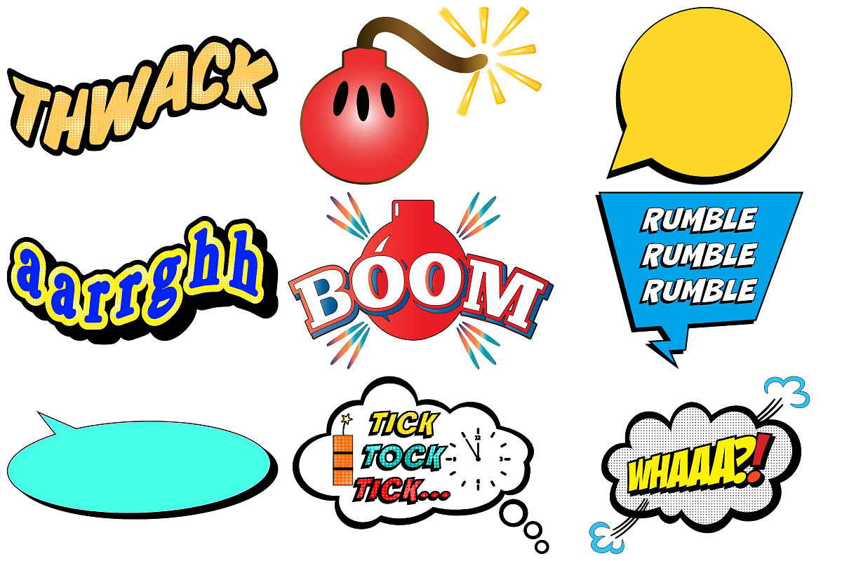 Superhero Comic Speech Bubbles, an Illustration by FrankiesDaughtersDesign