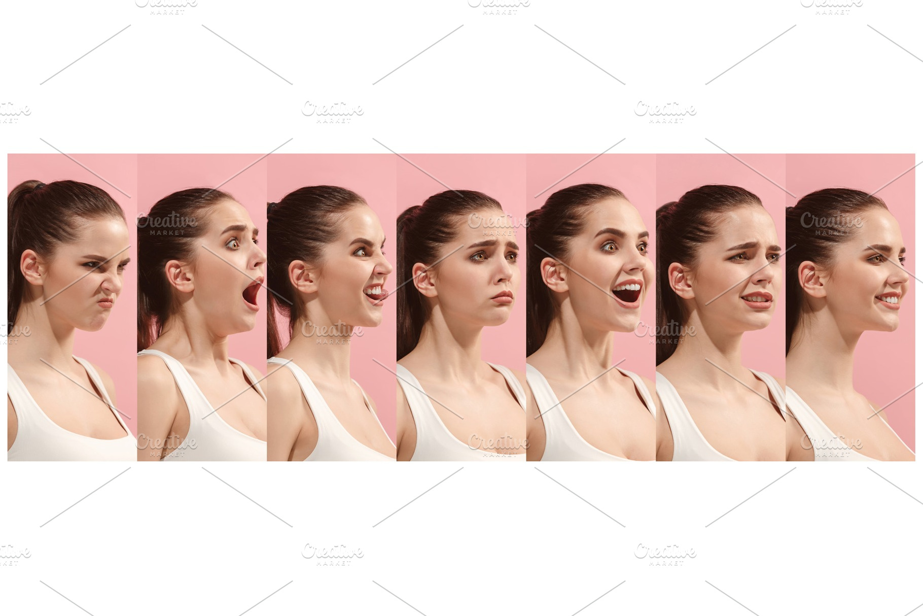 The collage of different human facial expressions emotions and feelings ...