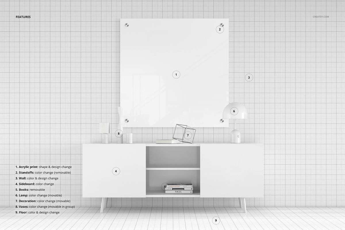 Acrylic Print Many Sizes Mockup Set, a Product Mockup by creatsy2