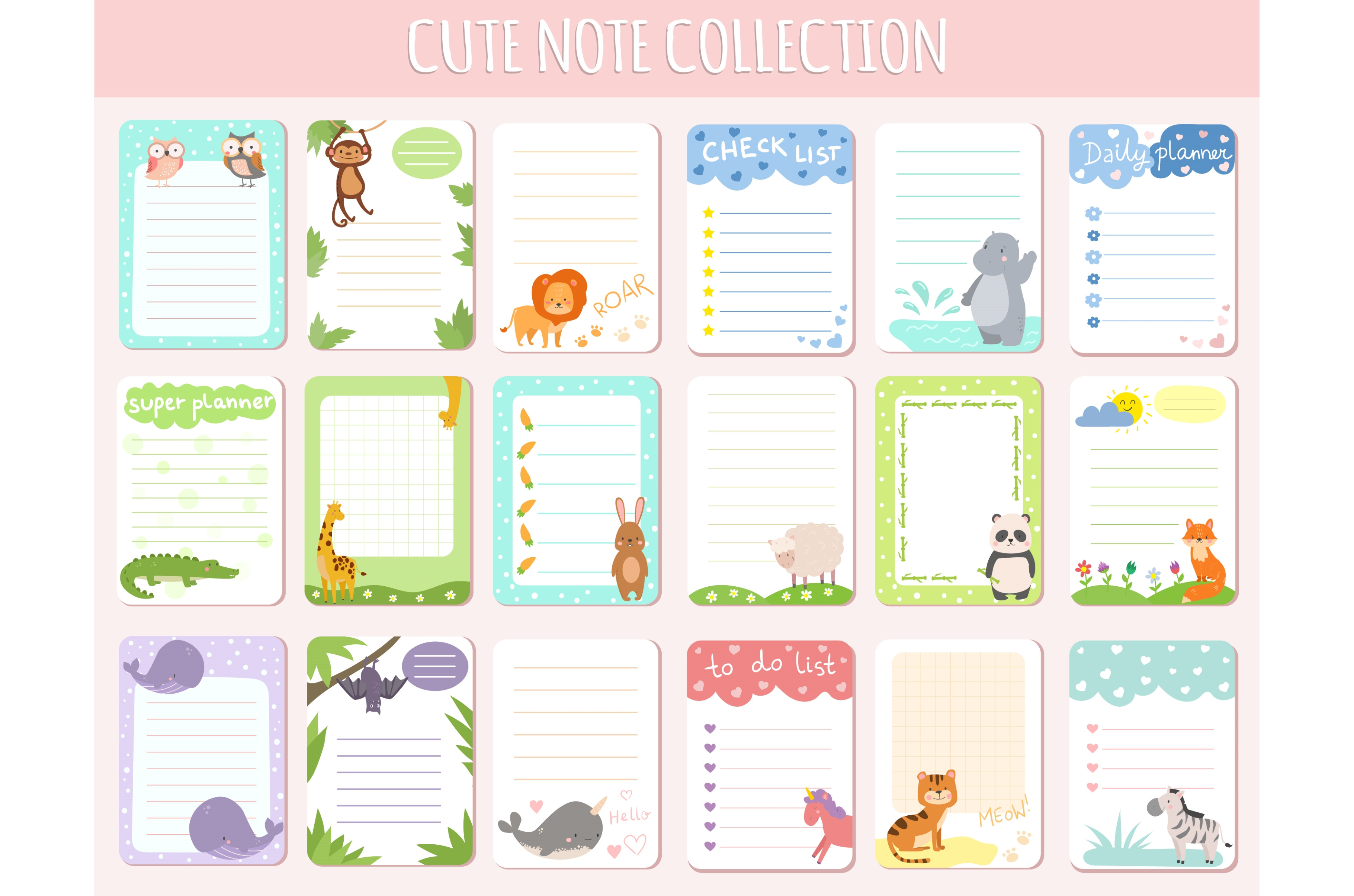 Cute notes collection, vector | Graphic Objects ~ Creative Market