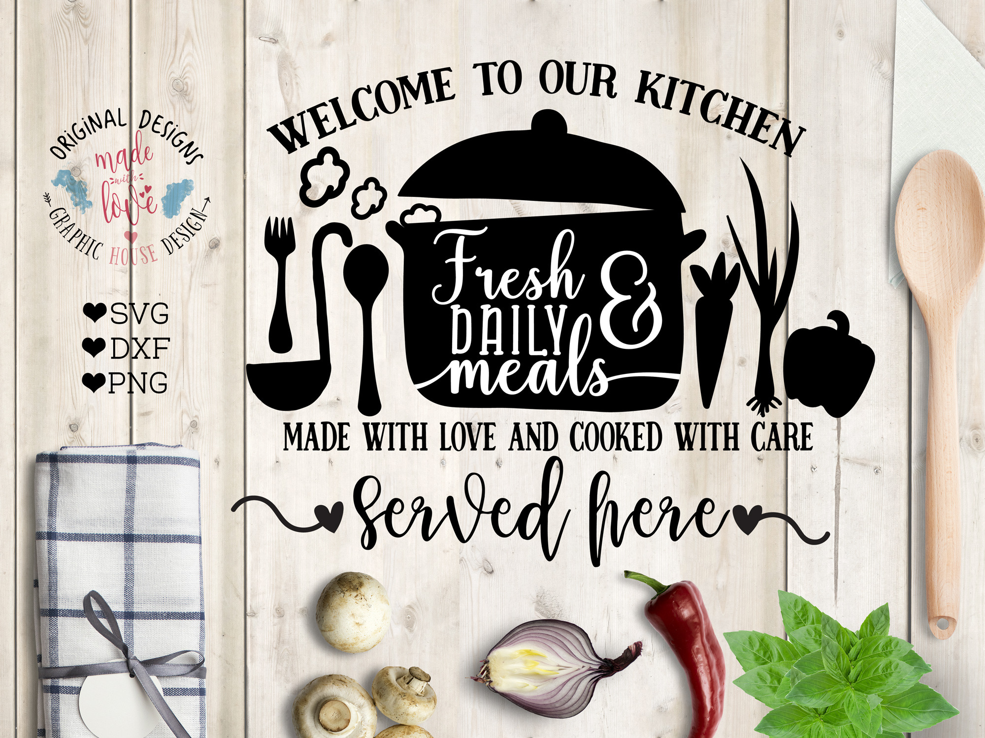 Welcome to Our Kitchen Cut File, a Decorative Illustration by Graphic ...