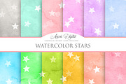 Watercolor Stars Digital Paper, a Texture Graphic by Avenie Digital