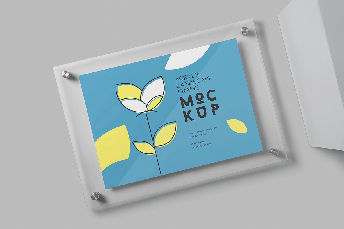 Landscape A3 Acrylic Frame Mockups, an Advertising Mockup by DesignNeutrons