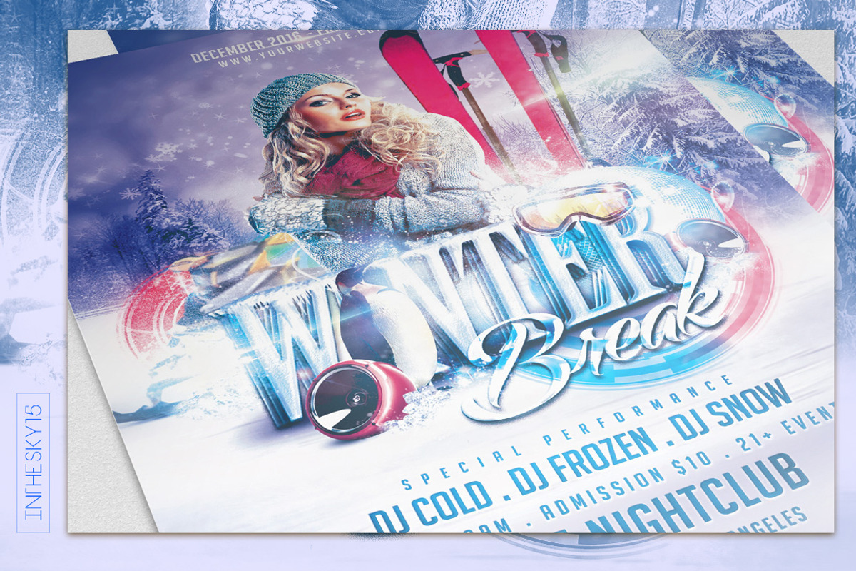 Winter Break Flyer Template, a Flyer Template by InTheSky15