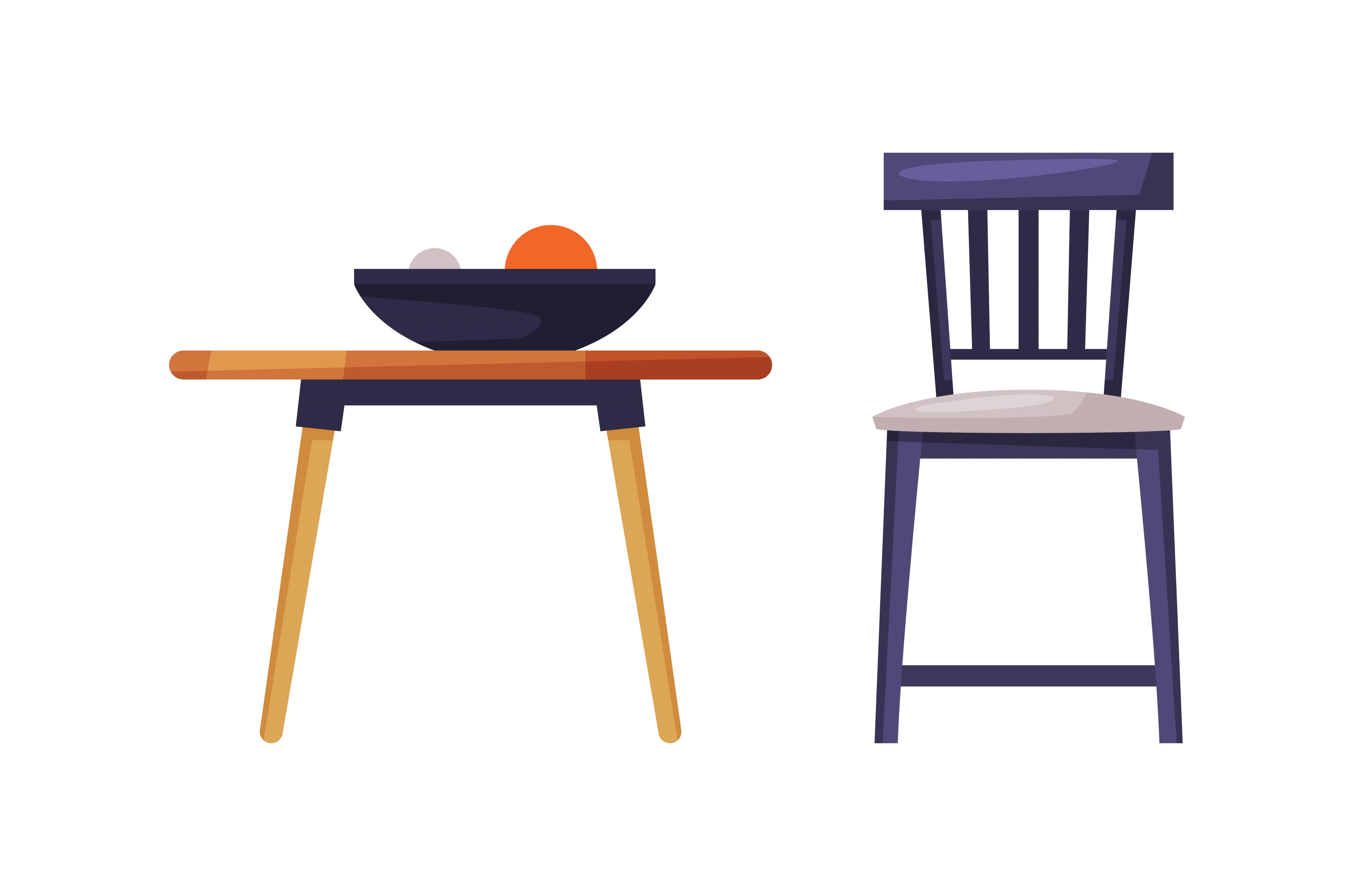 Classic wooden chair and table for, an Object Graphic by TopVectors