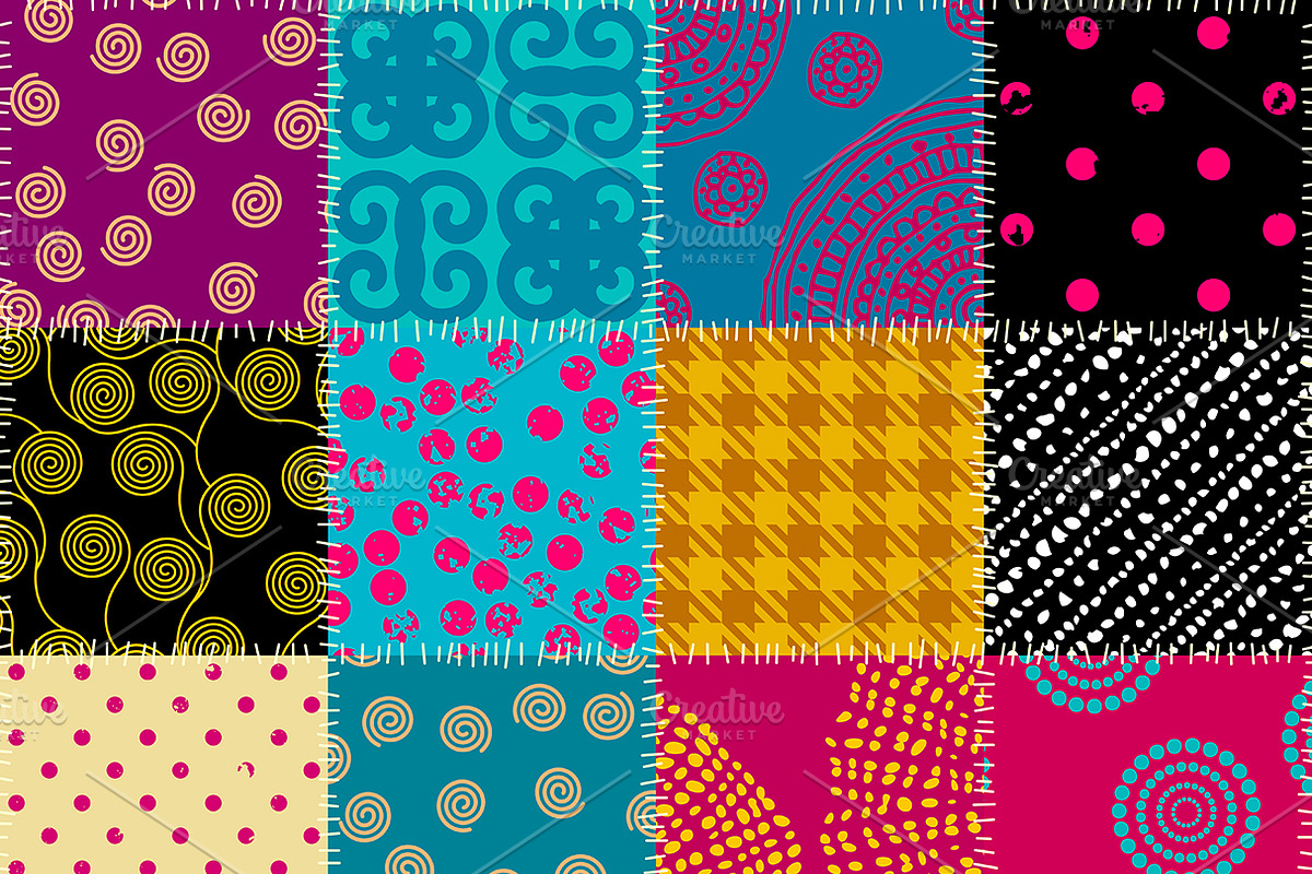 Textile patchwork patterns collection