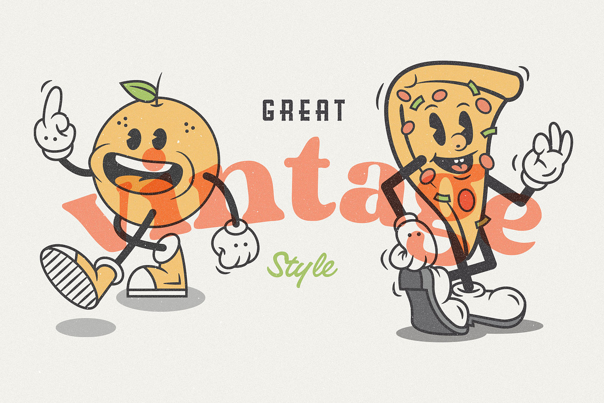 Food Friends v2.0: Vintage Mascots, a Food Illustration by Staple.