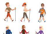 Nordic walking sport vector set | Healthcare Illustrations ~ Creative ...