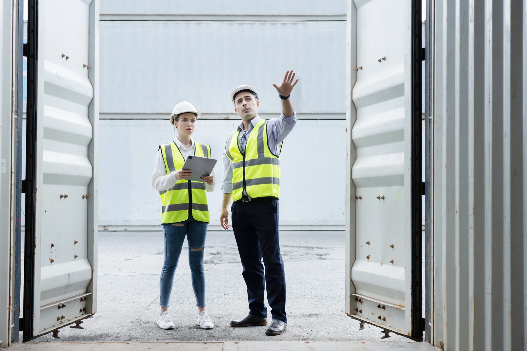 Worker Open the Cargo Container, an Industrial Photo by charnsitr ...