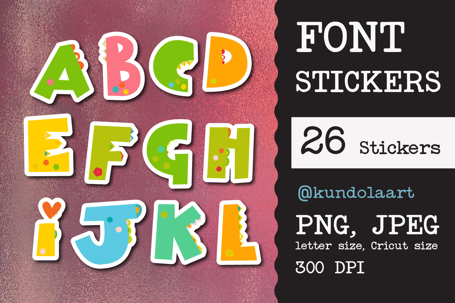 Мonogram stickers Children's letters, a Stationery Template by KundolaArt