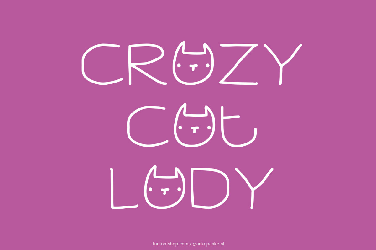 Crazy Cat Lady Font, a Sans Serif Font by Fun Font Shop