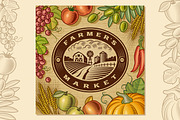 Vintage Farmer's Market Label, a Food Illustration by Retro Graphics