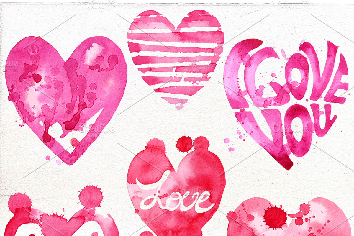 Watercolor Valentine's Day Clipart, an Illustration by Mary | Creative ...