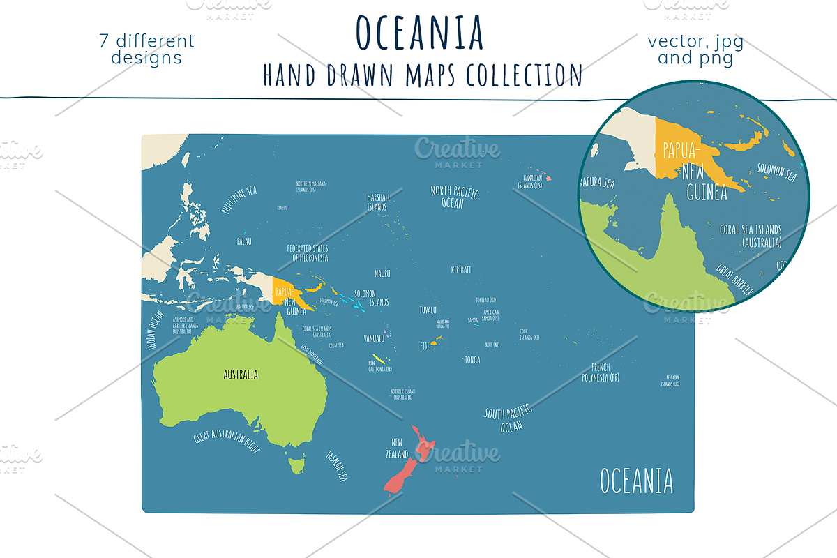 Oceania Maps Collection, an Education Illustration by ...