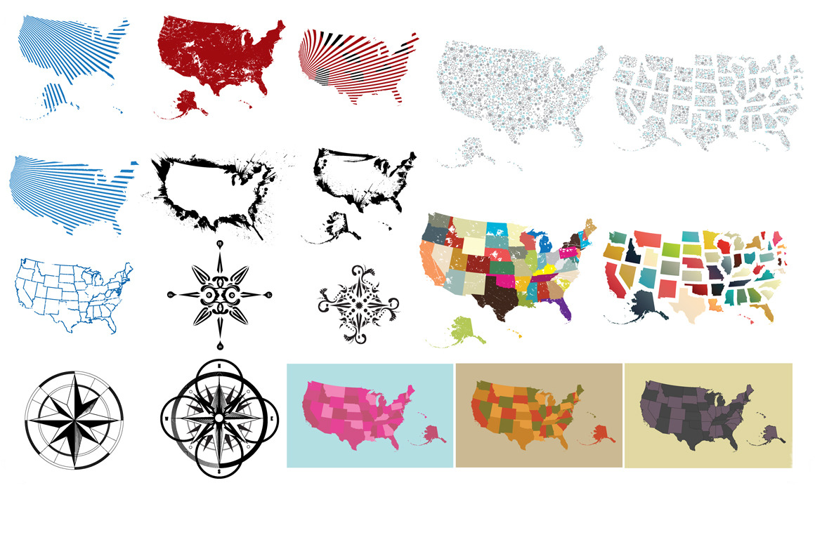 Maps of the USA Vector Pack, an Illustration by Go Media's Arsenal