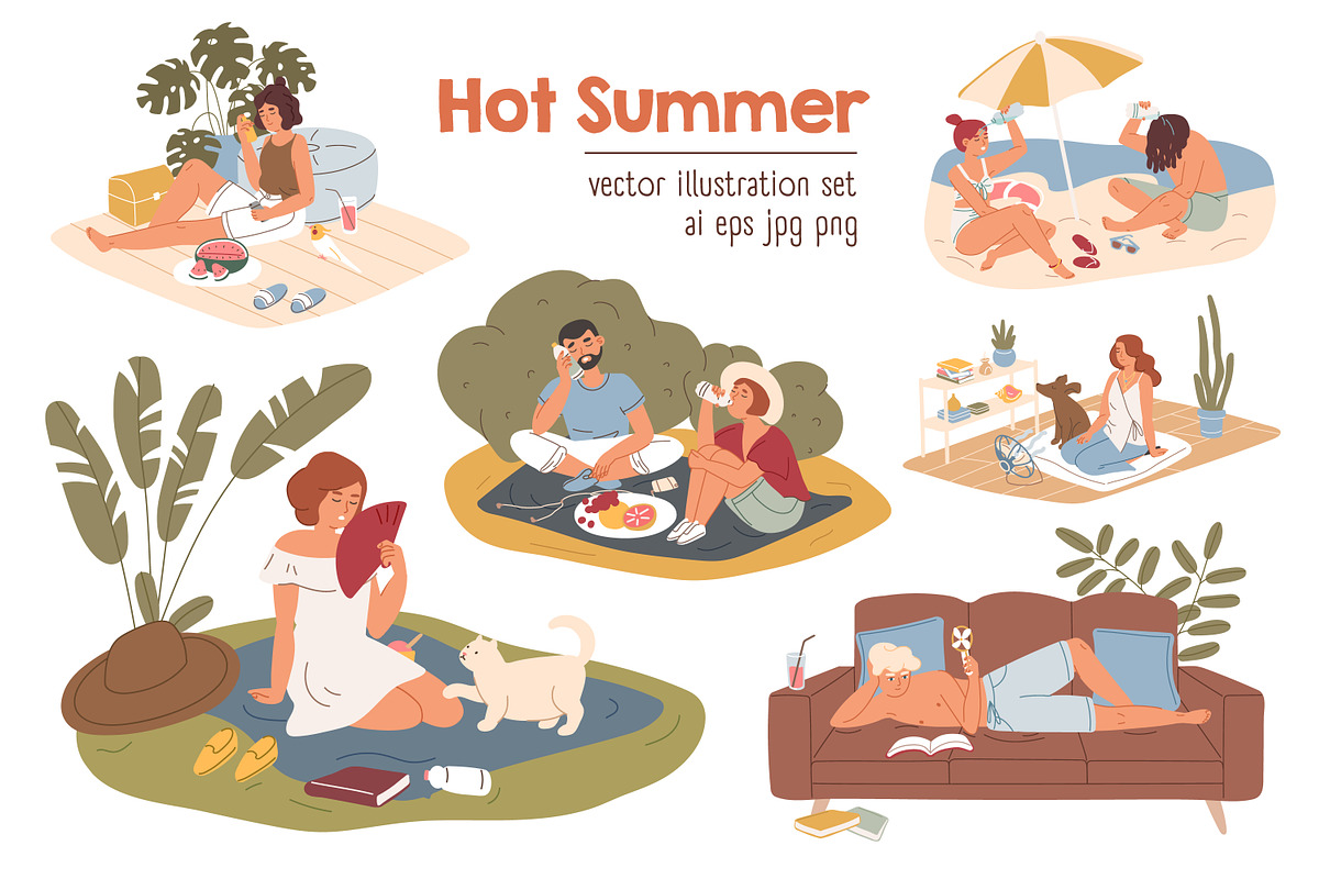 Hot summer scenes with people, a Person Illustration by Good Studio
