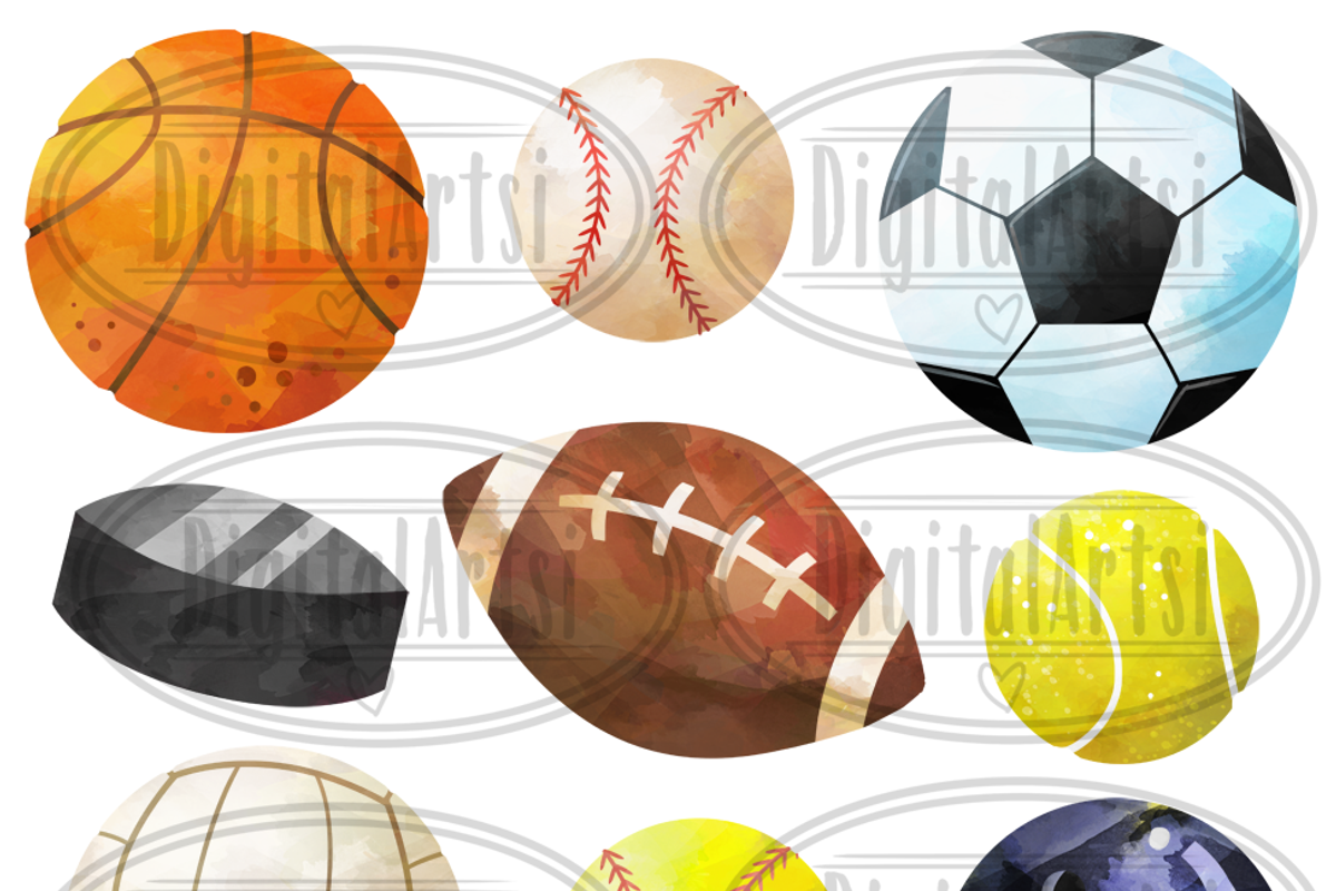 Watercolor Sports Clipart, a Sport Illustration by DigitalArtsi