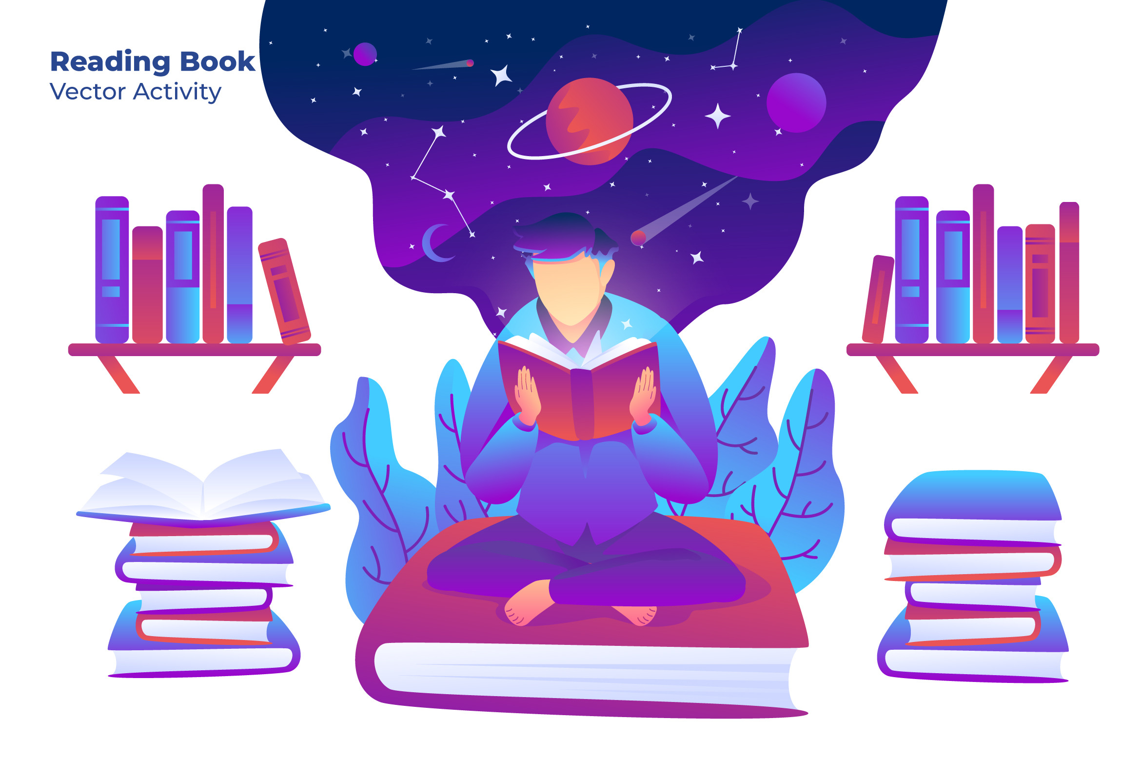 Reading Book - Vector Illustration, a Technology Illustration by AQR Studio