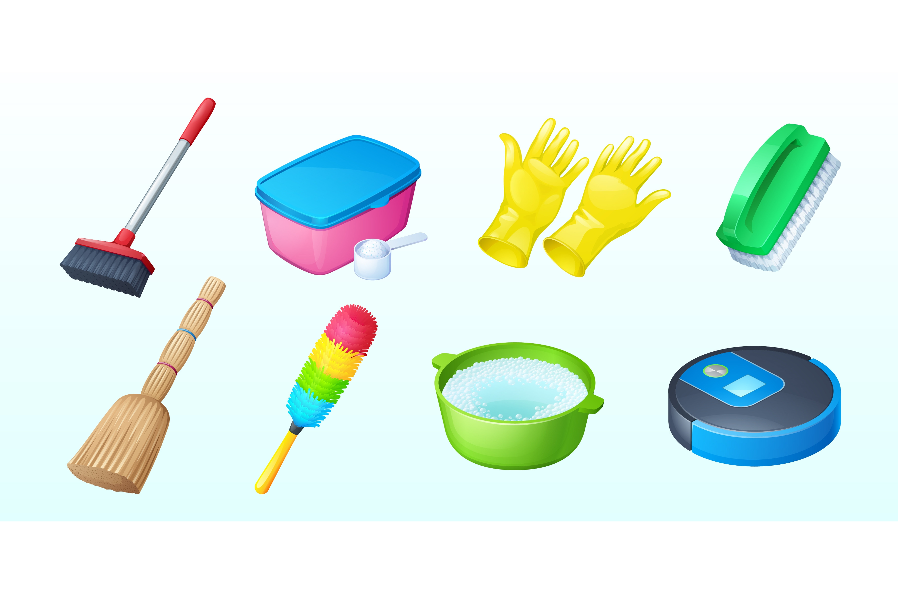 Cleaning icons with broom and vacuum, an Object Graphic by art PVP - market