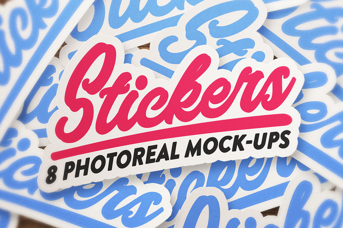 8 Sticker & logo mock bundle, a Product Mockup by PrintPixel