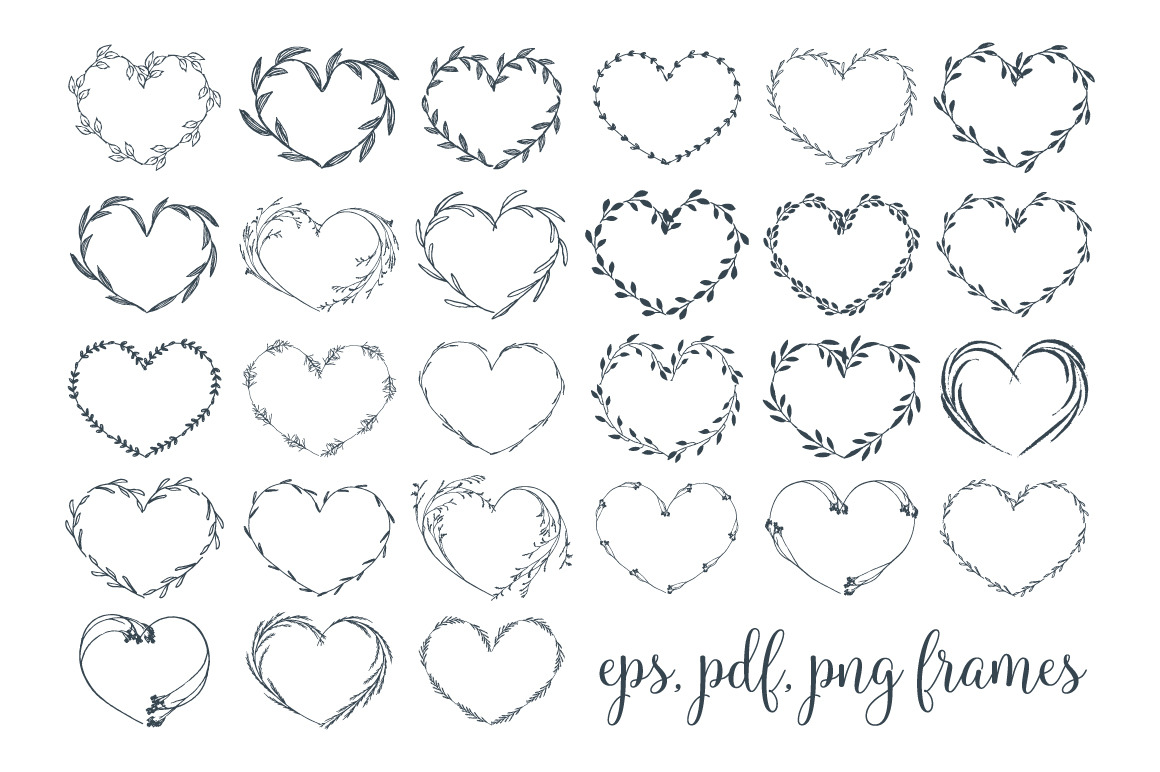 Botanical heart frames, an Object Graphic by Floralis