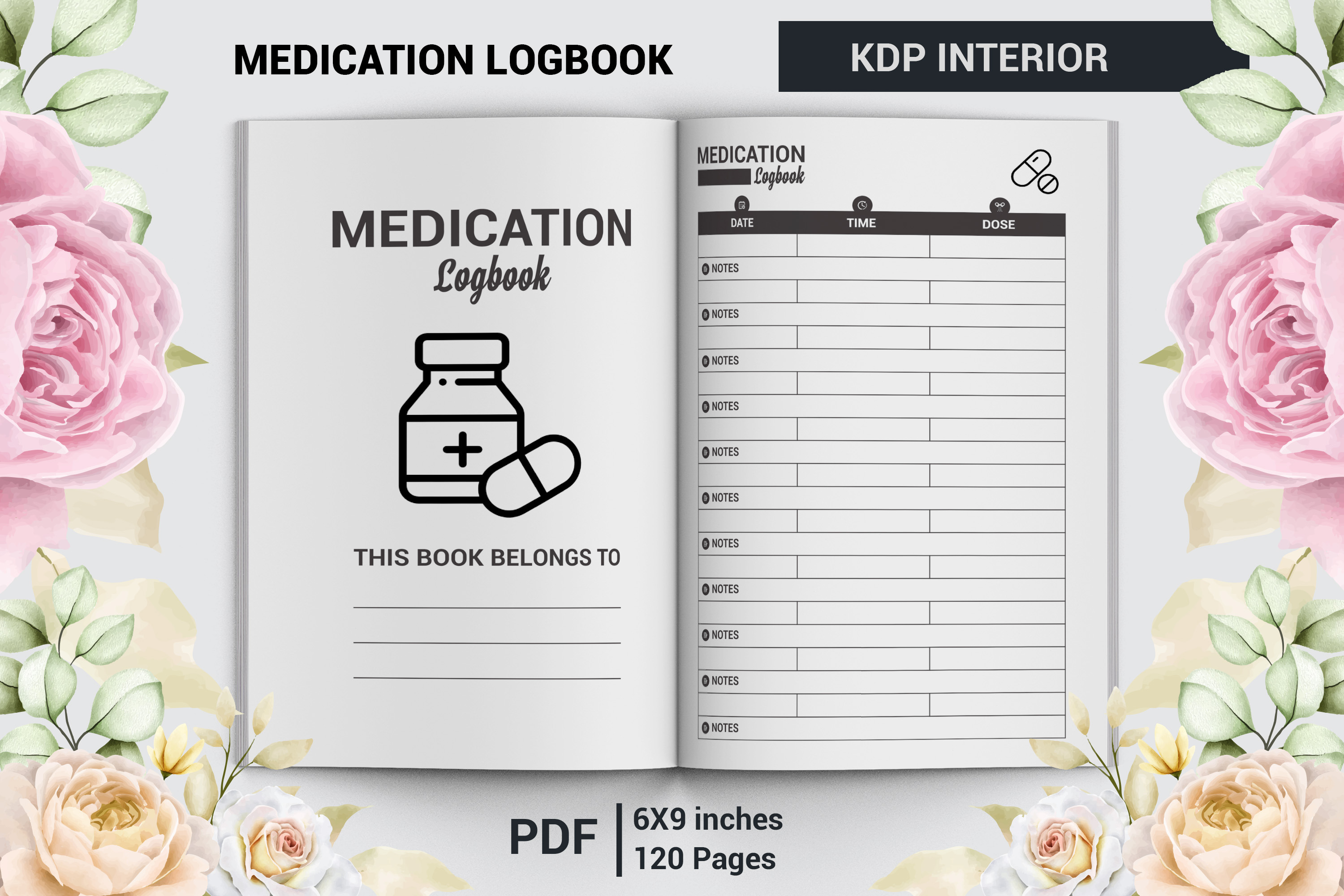 Medication Logbook KDP Interior, a Graphic by HillTract