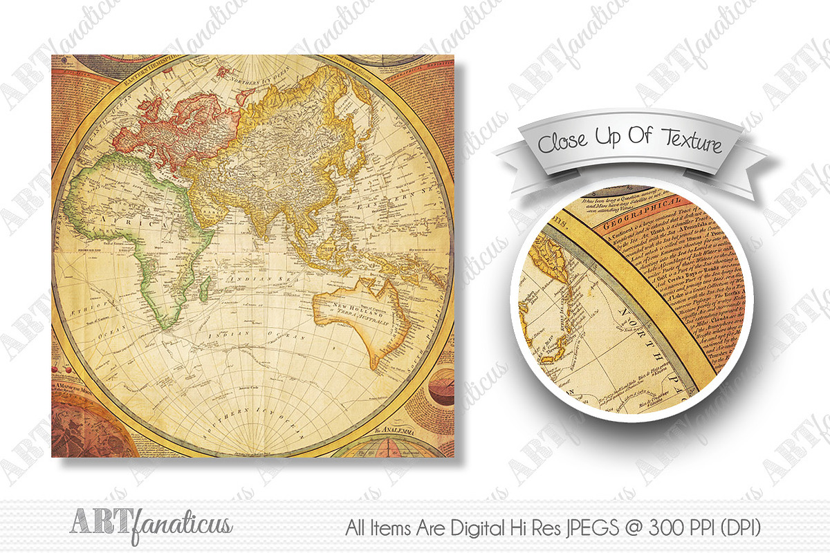 VINTAGE MAPS Digital Paper Designs, an Illustration by Artfanaticus