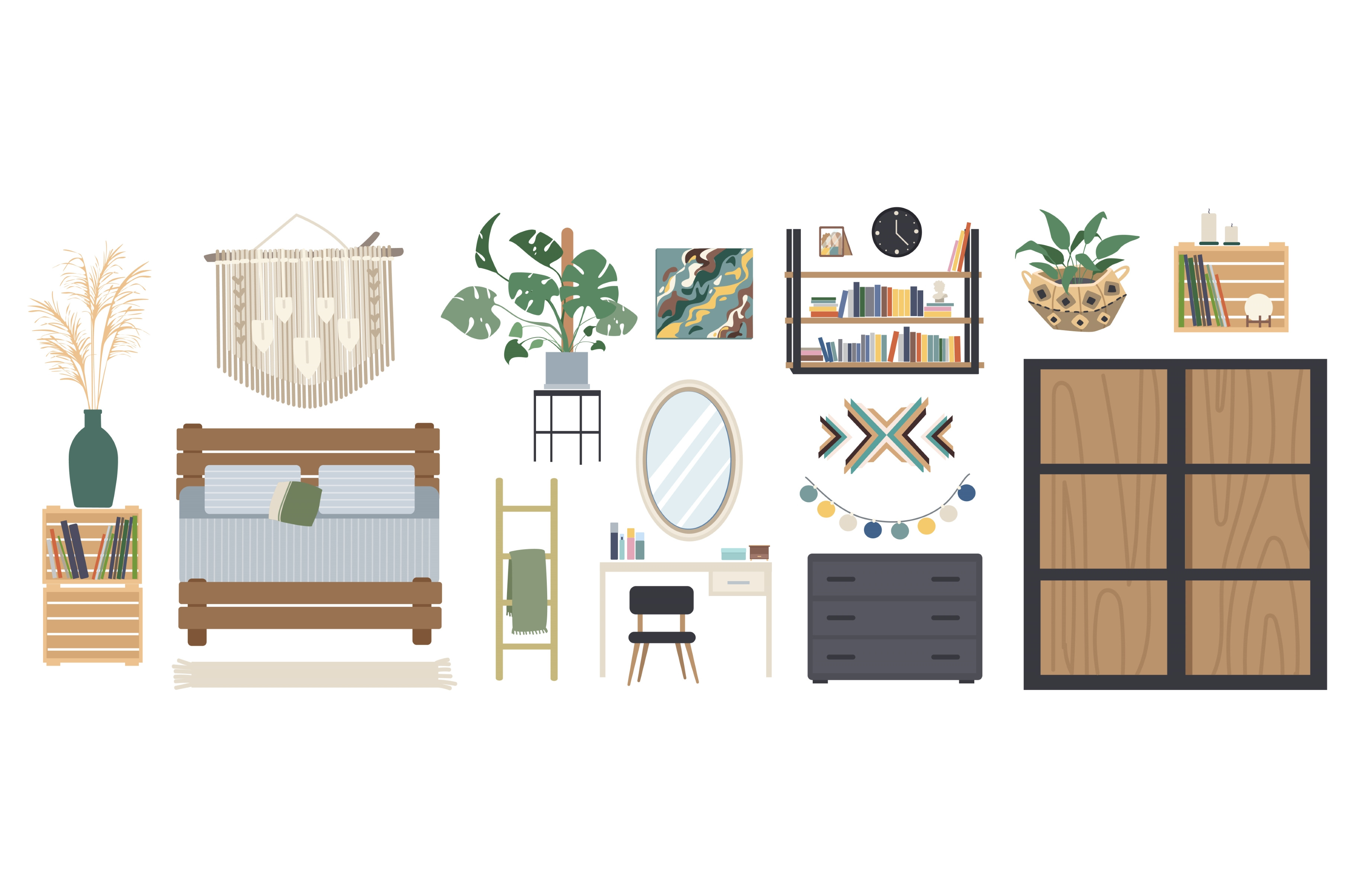Bedroom Interior Creator Kit, an Object Illustration by alexdndz ...