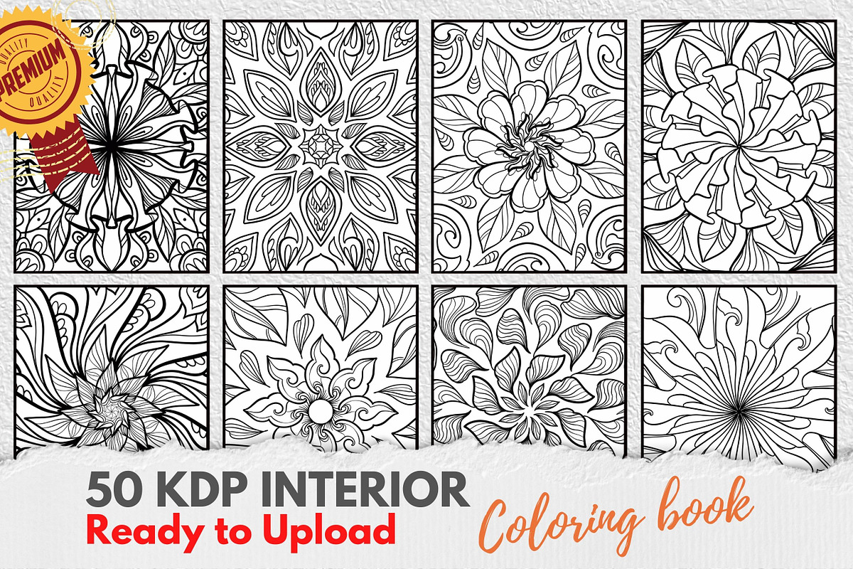 KDP Interiors, Flower Coloring Book, an Illustration by Jaboor Magics