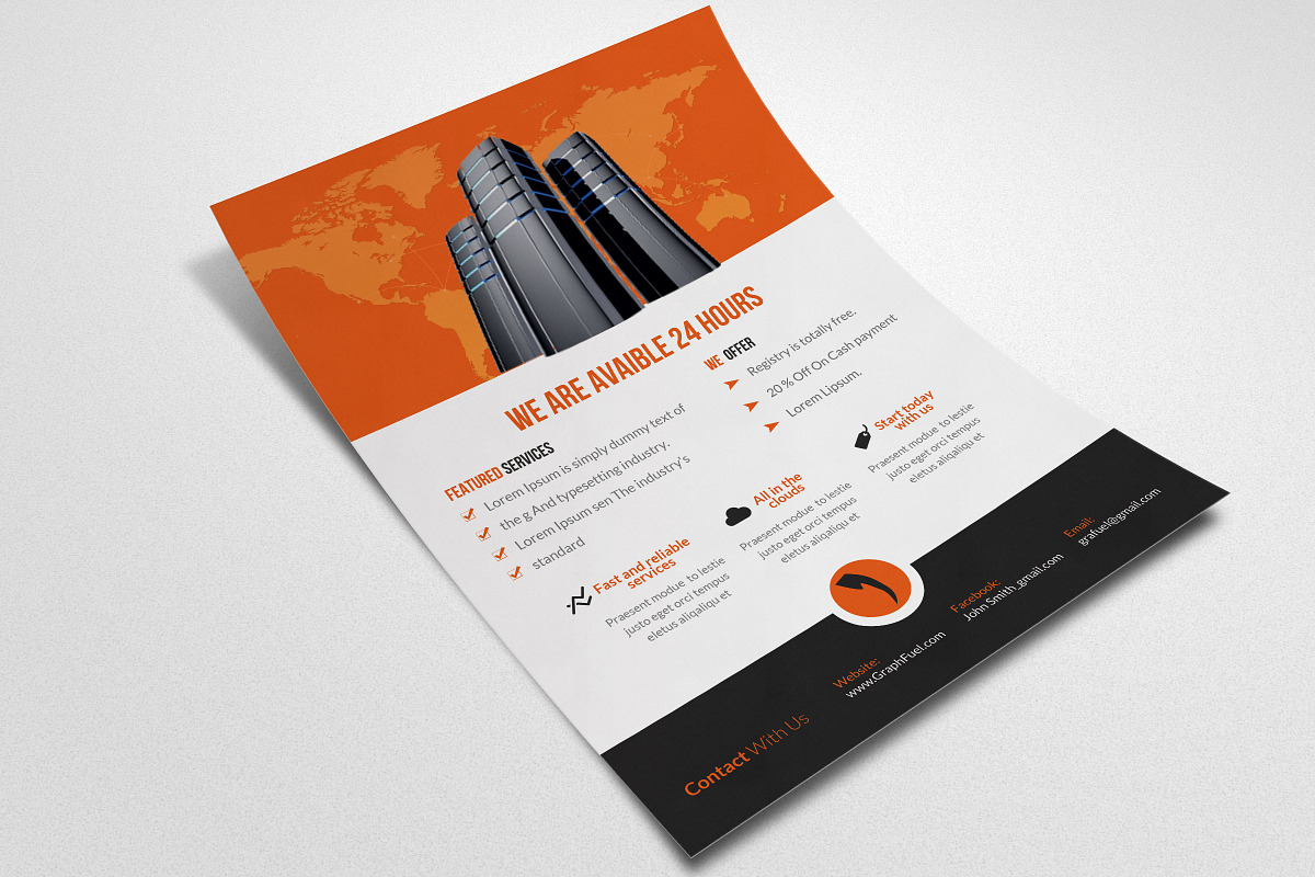Web Hosting Flyer Template, a Flyer Template by Psd Templates