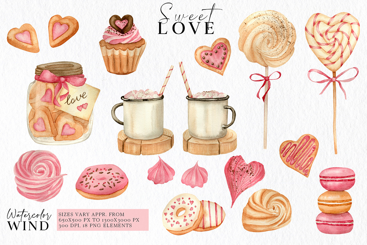 Valentines day clipart pink sweets, a Food Illustration by ...