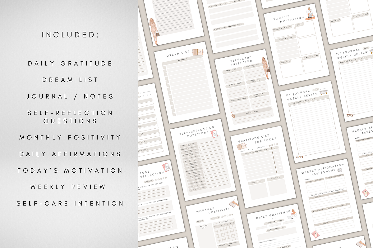 Editable Canva Gratitude Journal PDF, a Stationery Template by BRANDcontent