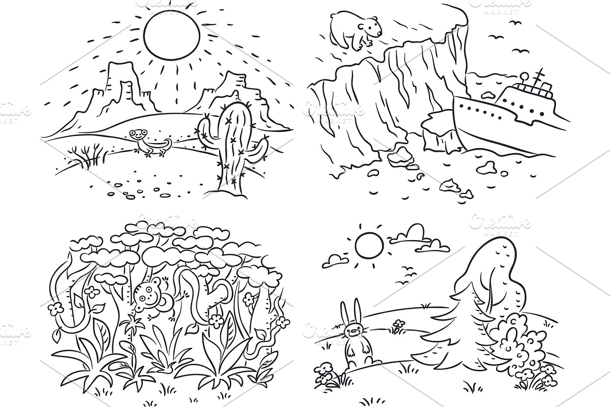Outline cartoon kids illustration, an Illustration by Bubert Art