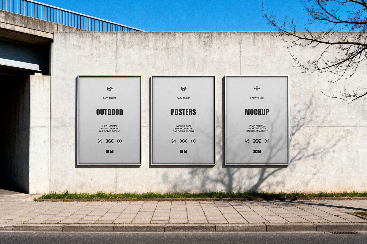Three Outdoor Posters Mockup, an Advertising Mockup by Design Squad