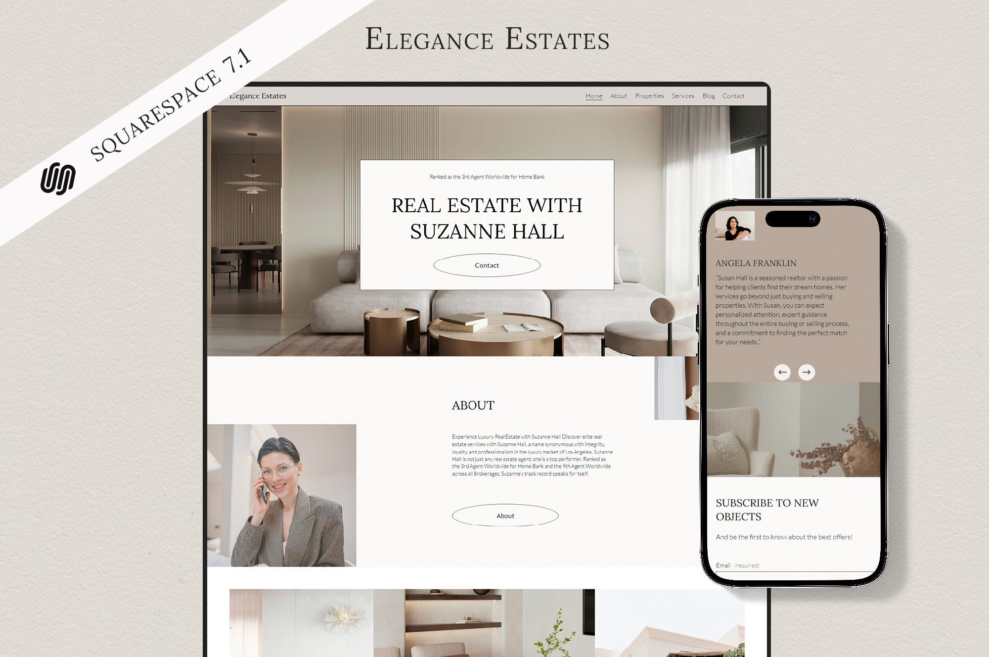 Real estate realtor website template, a Squarespace Template by Summer ...