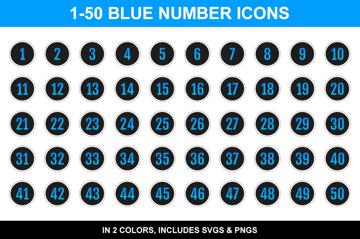 Epic Blue Number Icons, an Icon by Designs By Alfredo | Creative Market