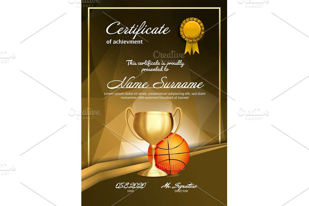 Basketball Certificate Diploma With, an Illustration by pikepicture
