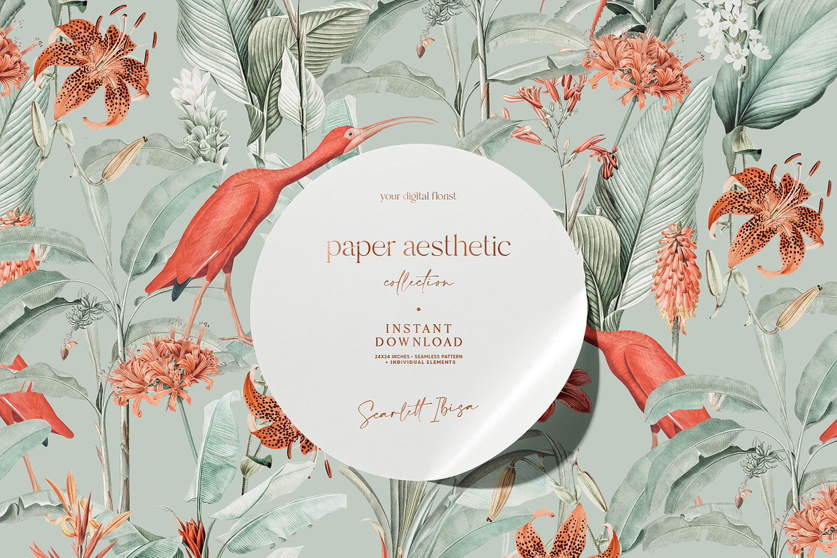 Tropical Mint Orange Paper Pack, a Pattern Graphic by paper aesthetic