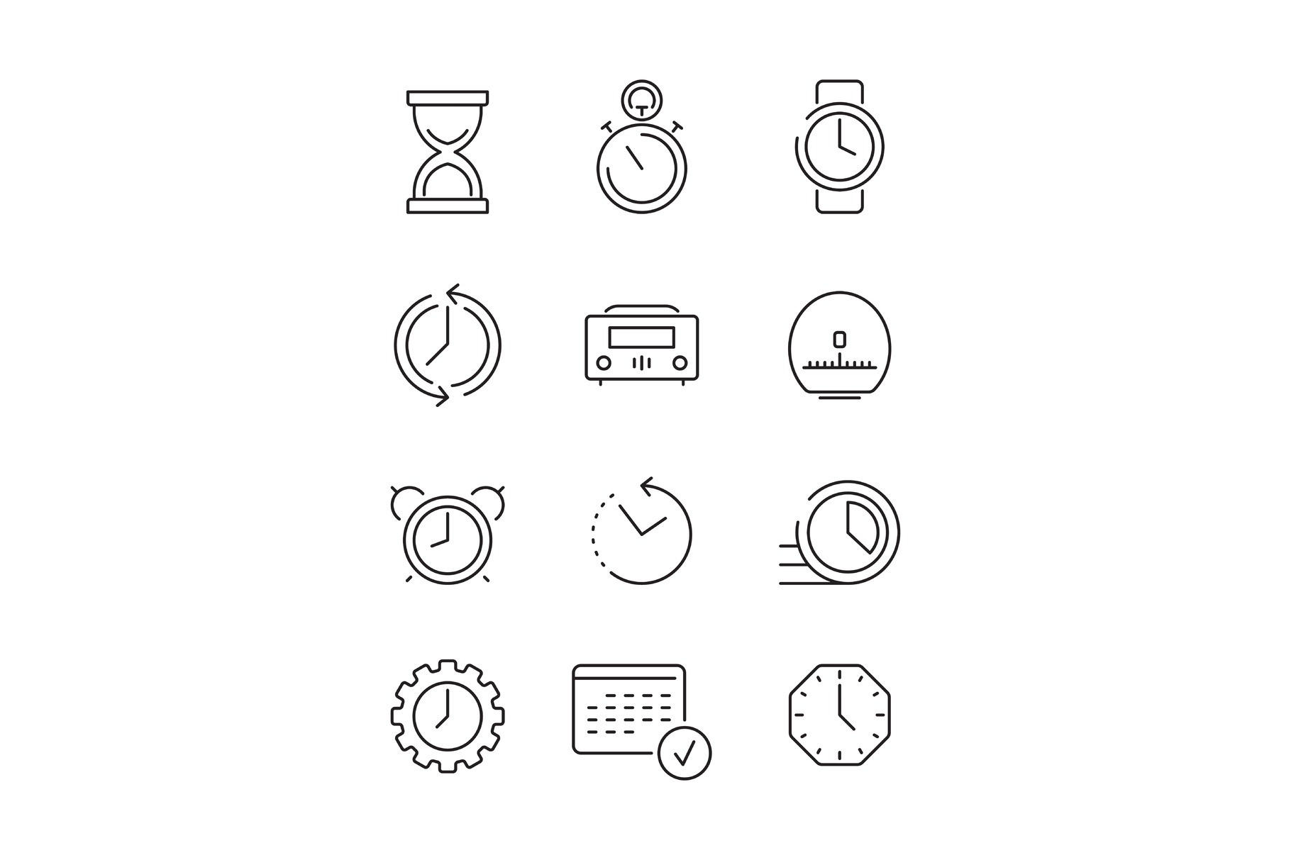 Time symbols. Calendar clock fast | Background Graphics ~ Creative Market