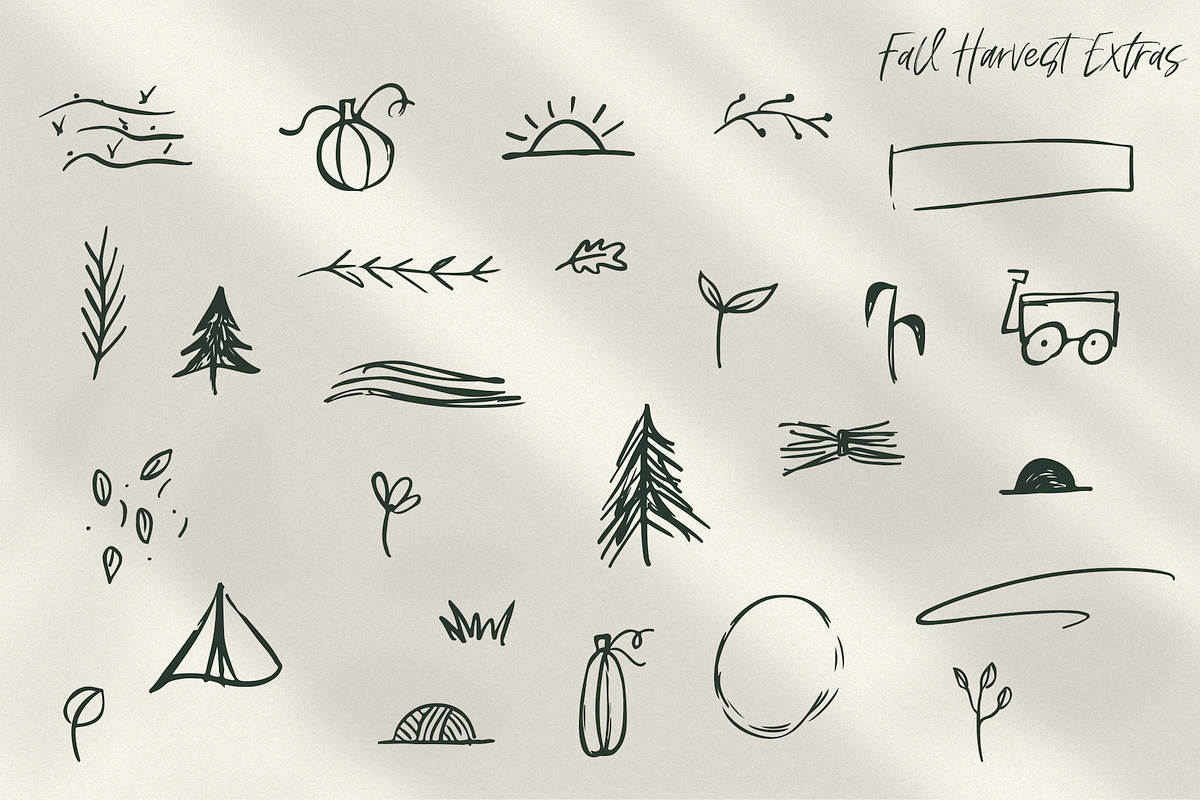 Fall Harvest - Font with Extras, a Handwritten Font by KA Designs